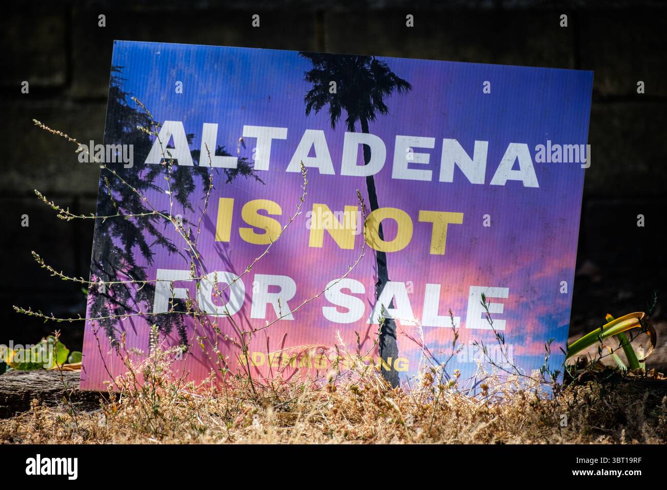 Sign calling for renewal and rebuilding in Altadena, California, after ...