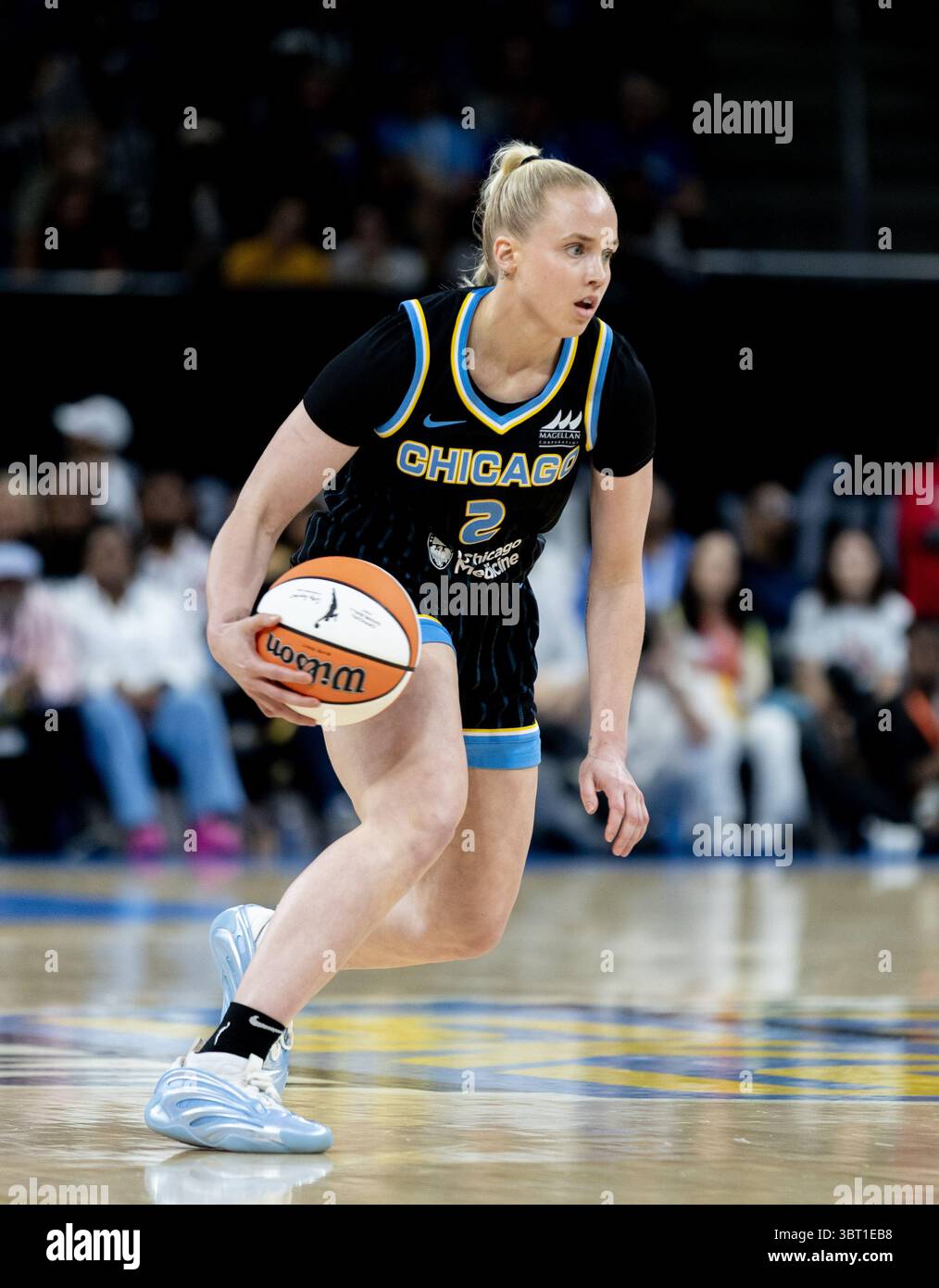 Chicago Sky guard Hailey Van Lith (2) dribbles the ball during the WNBA ...