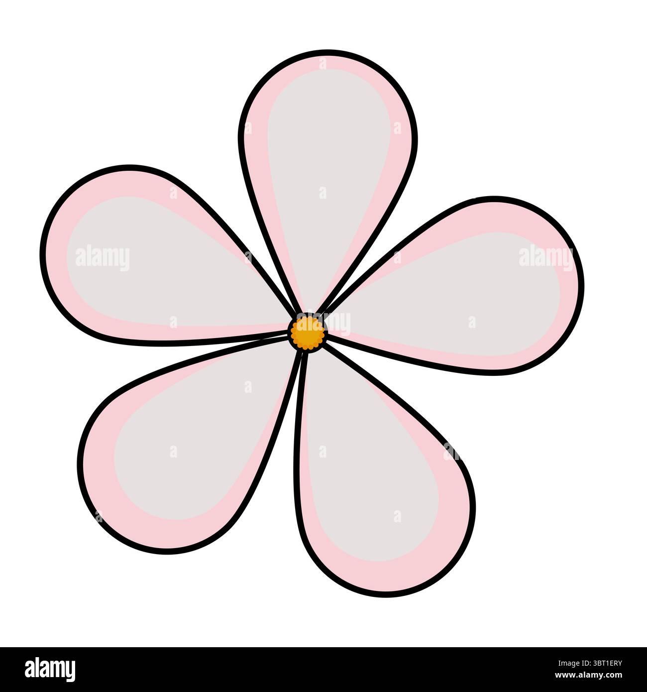 A vector simple illustration of a flower with five petals. The petals ...