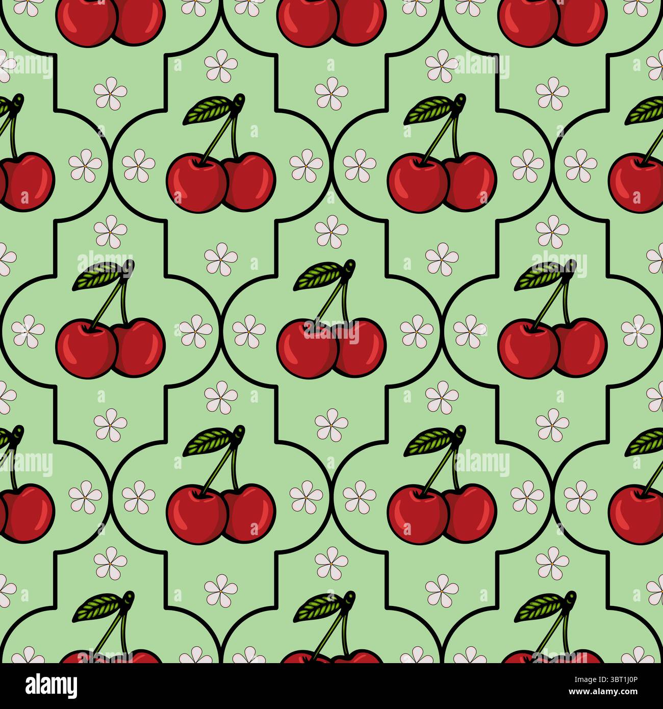 White flowers sweet cherry Stock Vector Images - Alamy