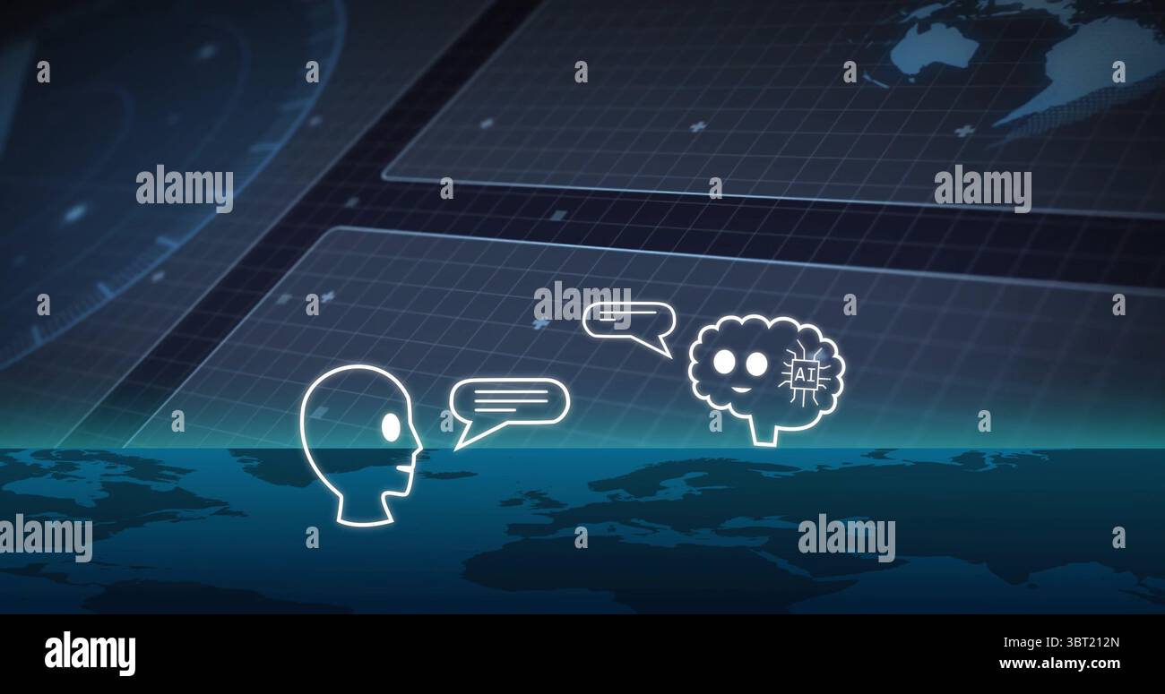 Human head grid map hi-res stock photography and images - Alamy