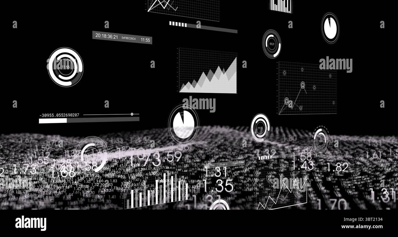 Displaying interface above grid surface in virtual field, with line ...