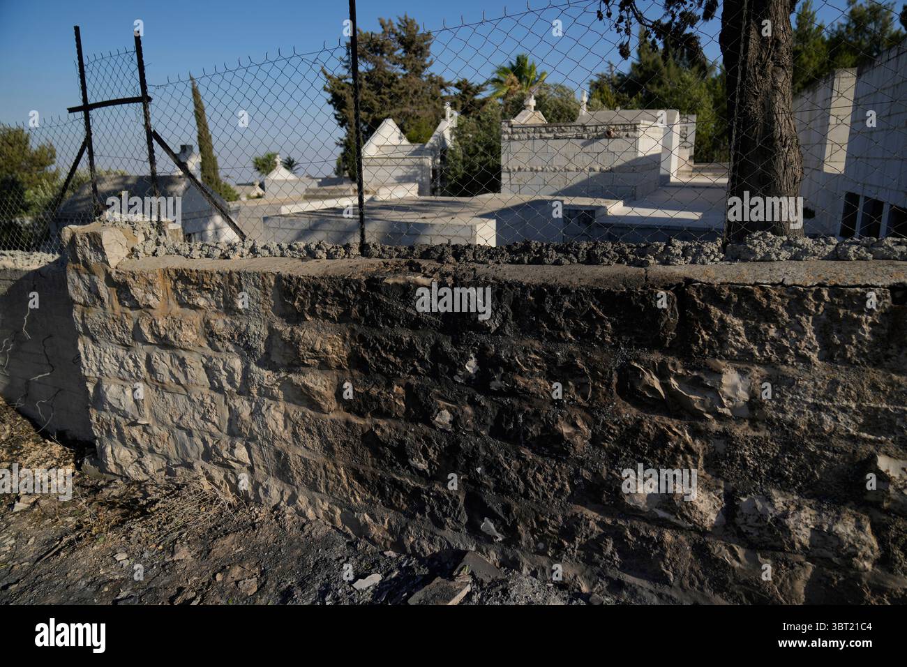 Char marks Palestinians say are from an attack by Israeli settlers are ...