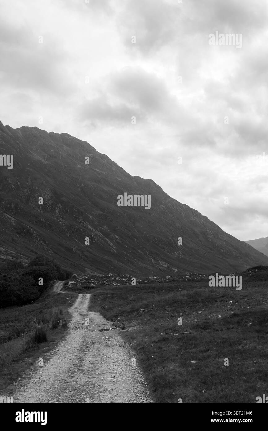 Black and white of wild in Kintail, Morvich, Highland Scotland Stock ...