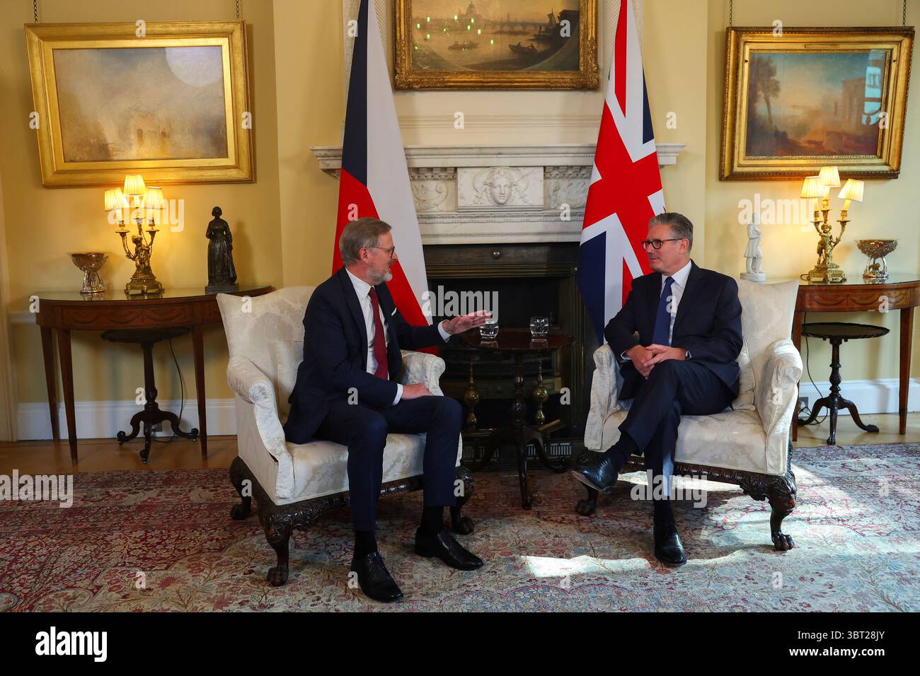 British Prime Minister Keir Starmer, right, meets with Czech Prime ...