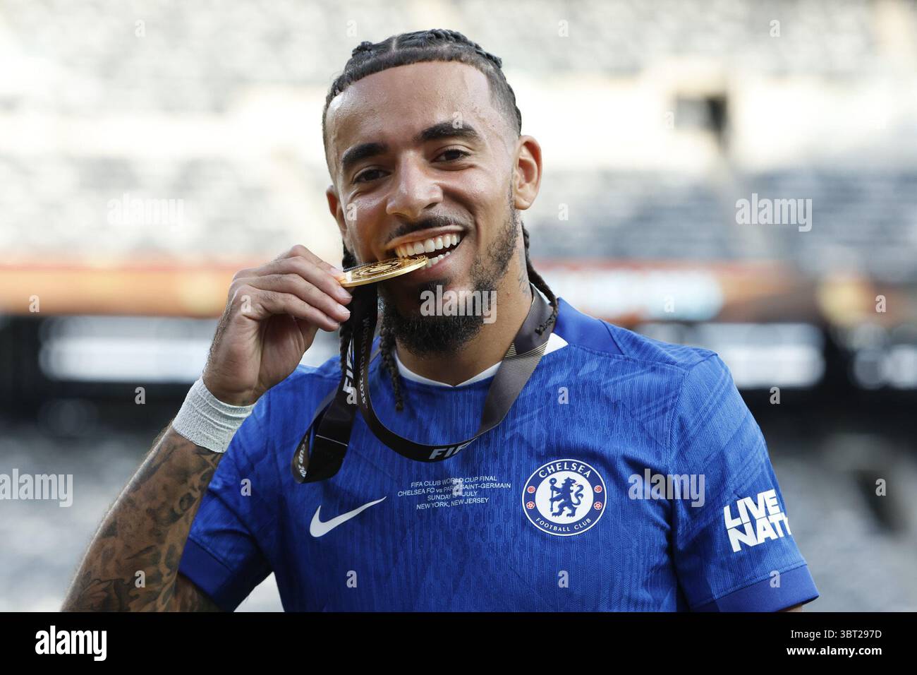 Malo Gusto of Chelsea celebrates following the FIFA Club World Cup 2025 ...