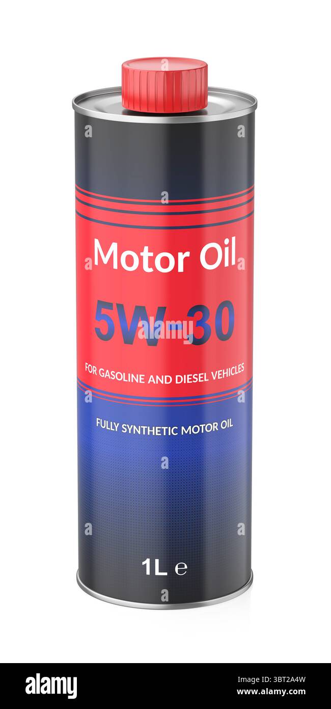 Car engine oil tin bottle on white background Stock Photo - Alamy