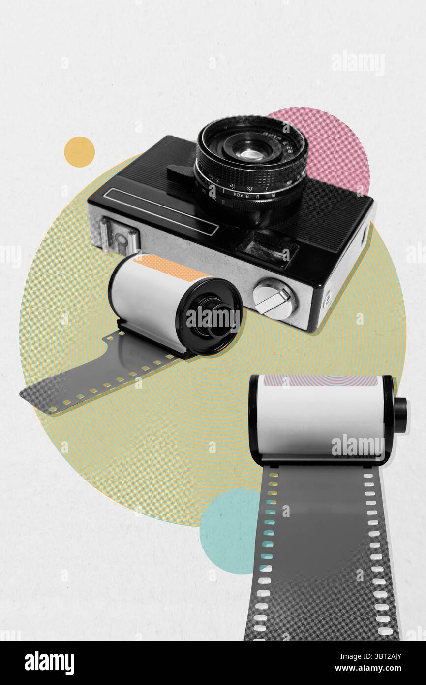 Trend composite sketch template 3D photo collage of film strip ...