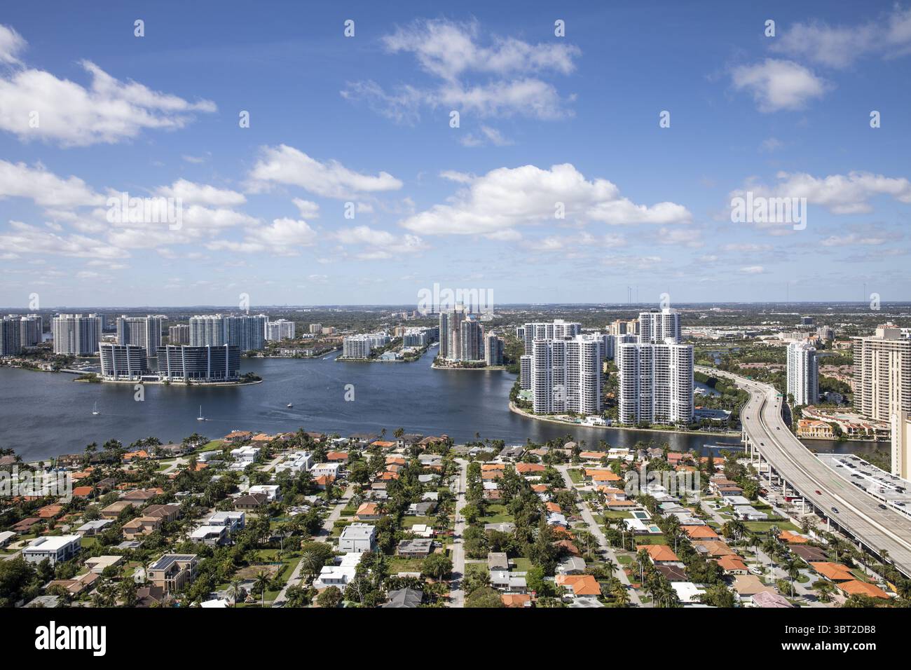 Aerial view of the Intracoastal Waterway winding through the heart of ...