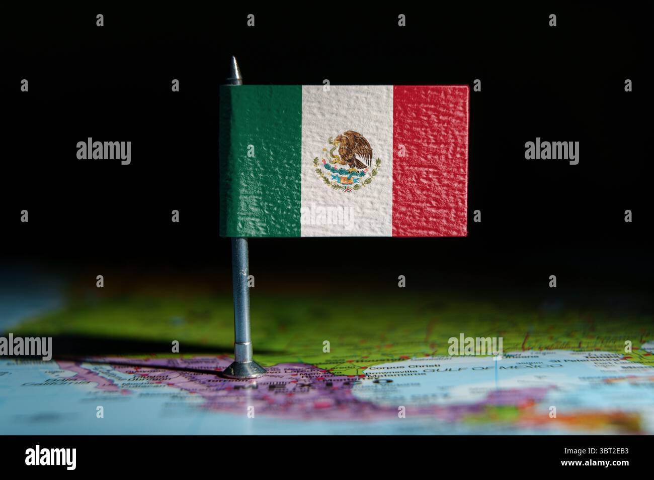 Mexico national flag on North America political map Stock Photo - Alamy