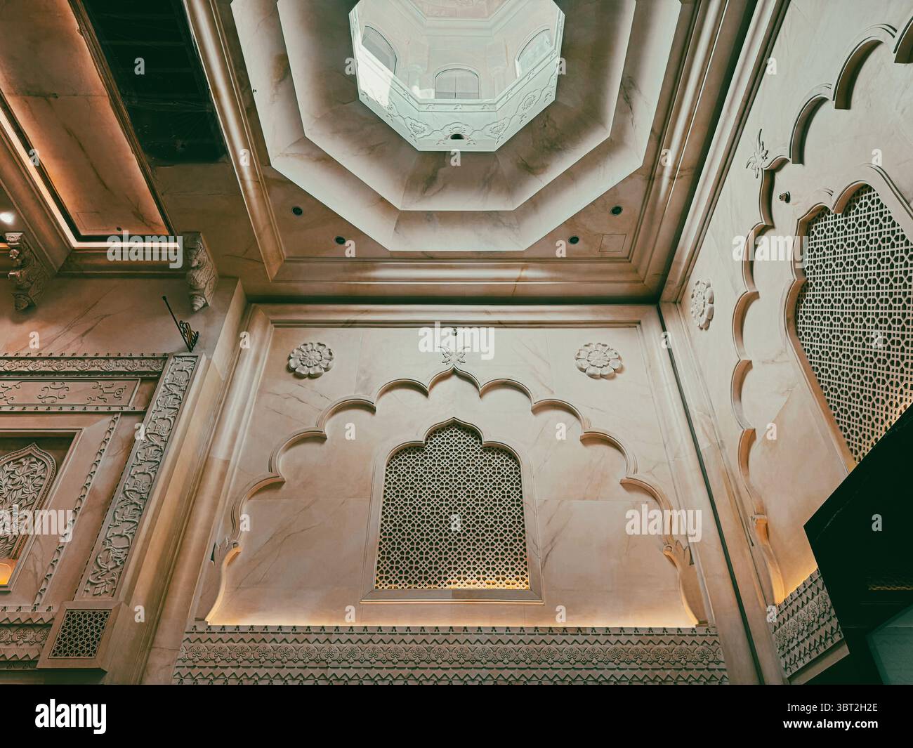 Islamic Grand Mosque interior showcasing rich blue and gold ...
