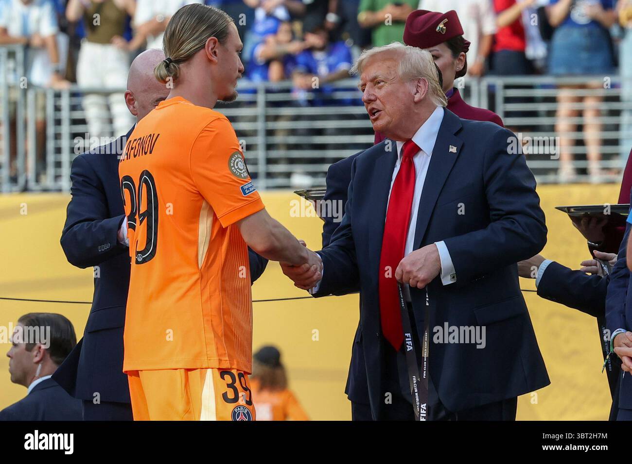 EAST RUTHERFORD, NJ - JULY 13: President Donald J. Trump shakes hands ...