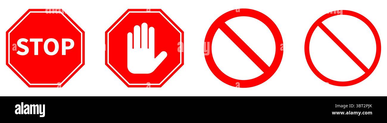 The red stop sign set. Red STOP sign isolated. Vector Stop hand sign ...