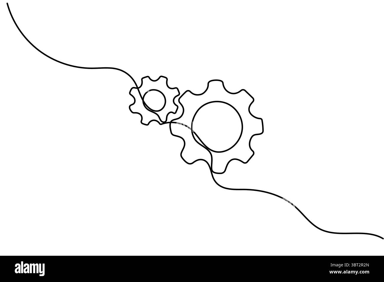 Continuous line drawing of gears wheel Editable stroke Stock Vector ...
