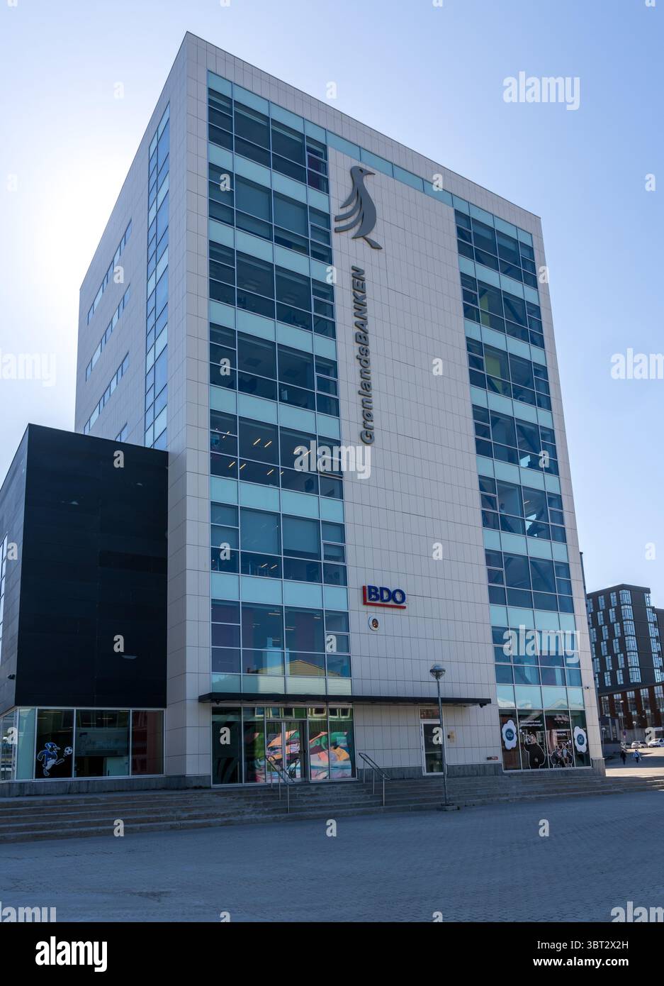 Nuuk, Greenland - 24 May 2025: GreenlandBanken building in the downtown ...