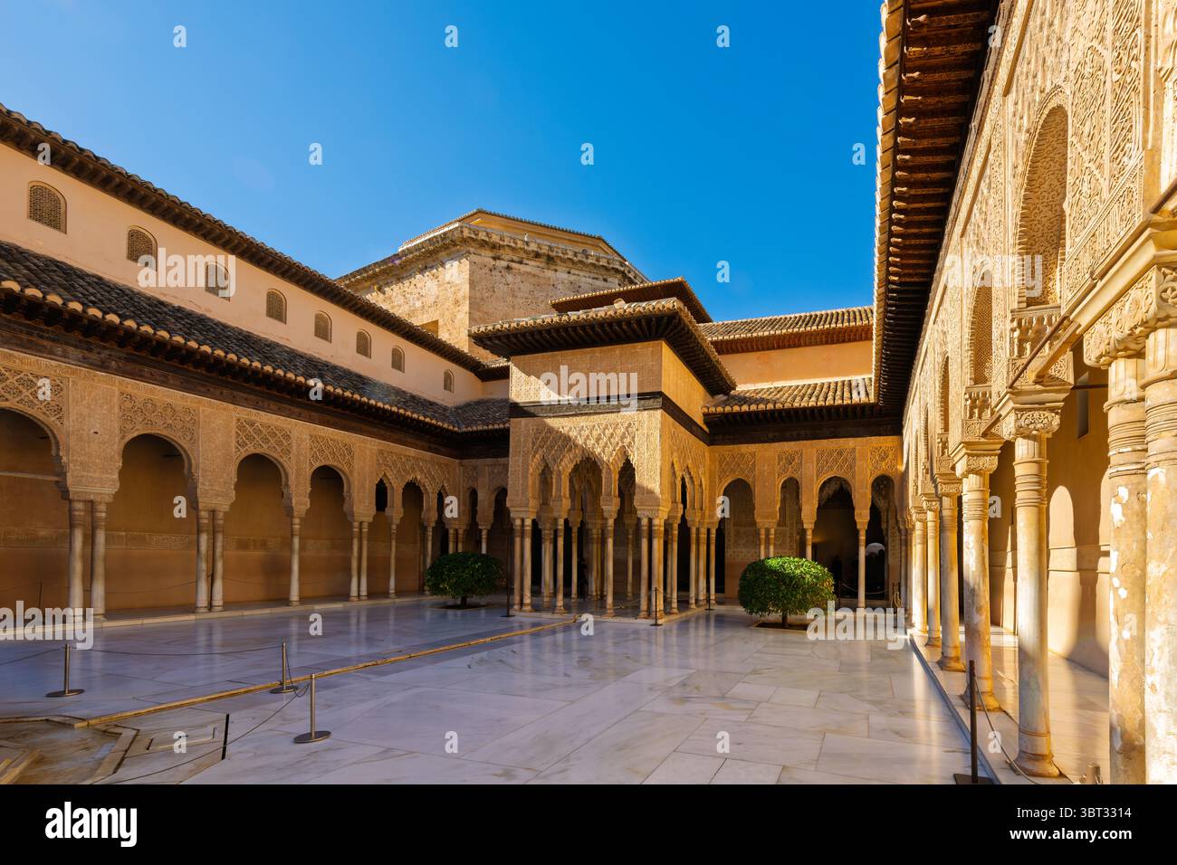 The Court of the Lions, or Palace of the Lions, an ornately decorated ...