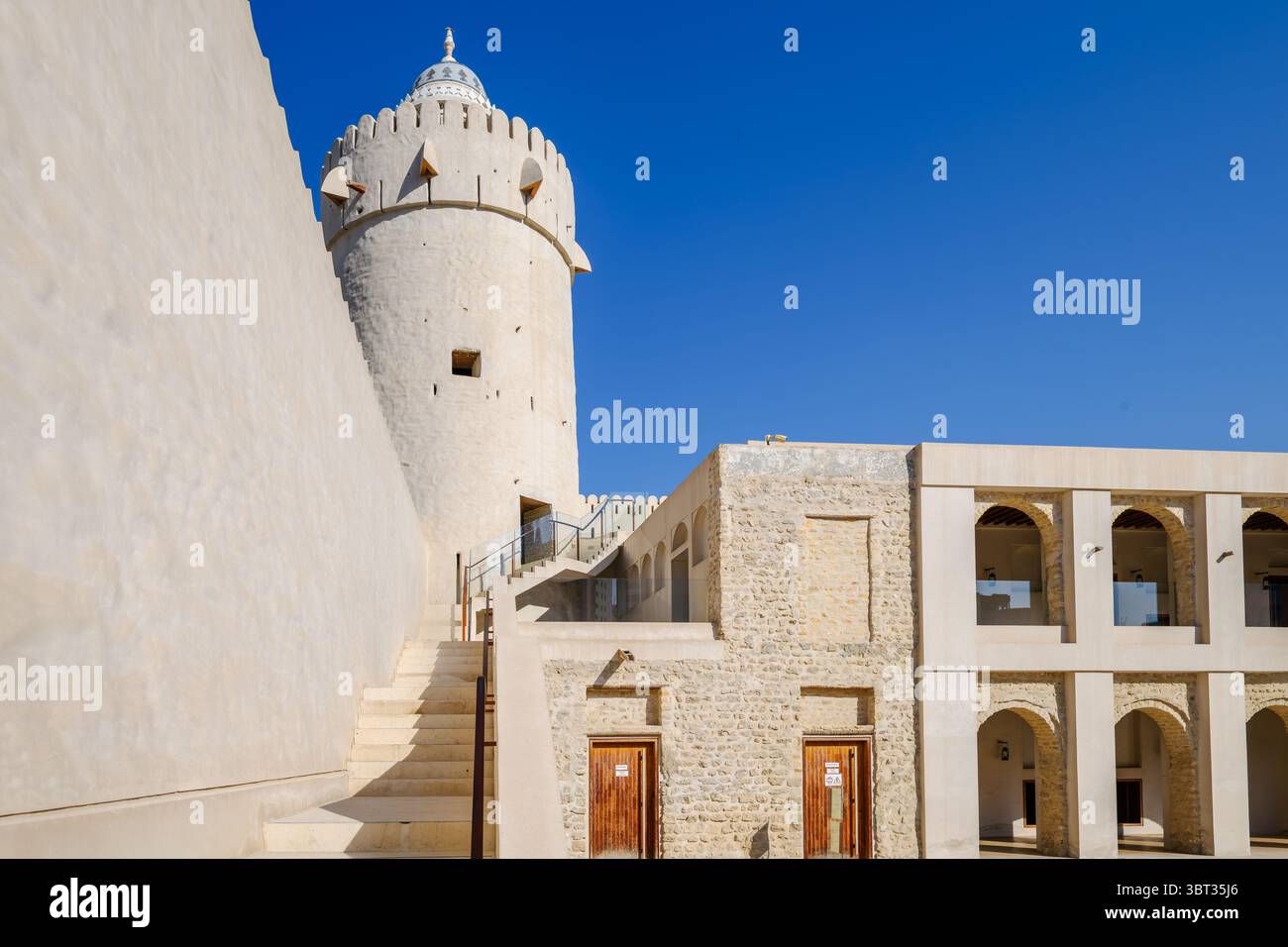 The round stone watchtower at the 18th century White Fort of Qasr al ...