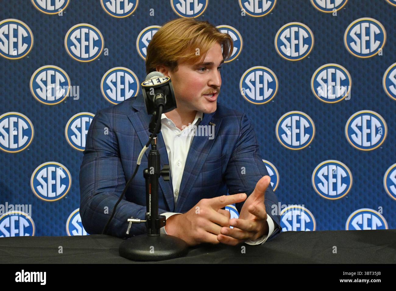 ATLANTA, GA - JULY 14: LSU Tigers linebacker Whit Weeks (33) addresses ...