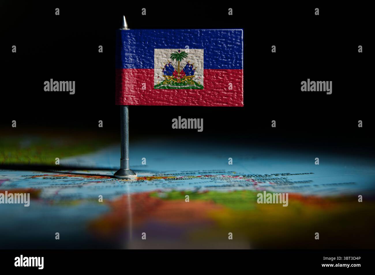 Haiti national flag on Caribbean political map Stock Photo - Alamy