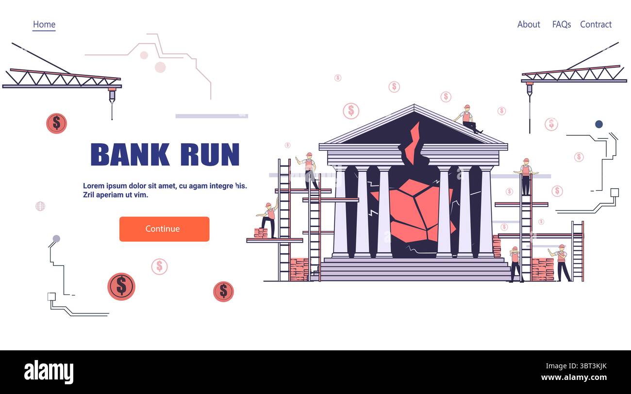 Bank building crisis repair financial downturn concept construction ...