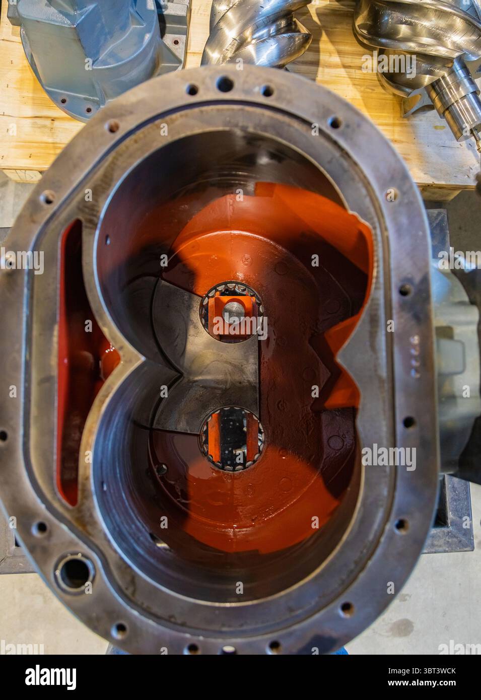 Close up view of the internal components of a disassembled industrial ...