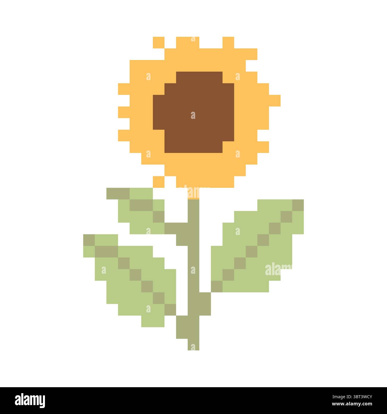 Pixel Art Sunflower Cute Retro 8-Bit Flower Illustration for Summer or ...