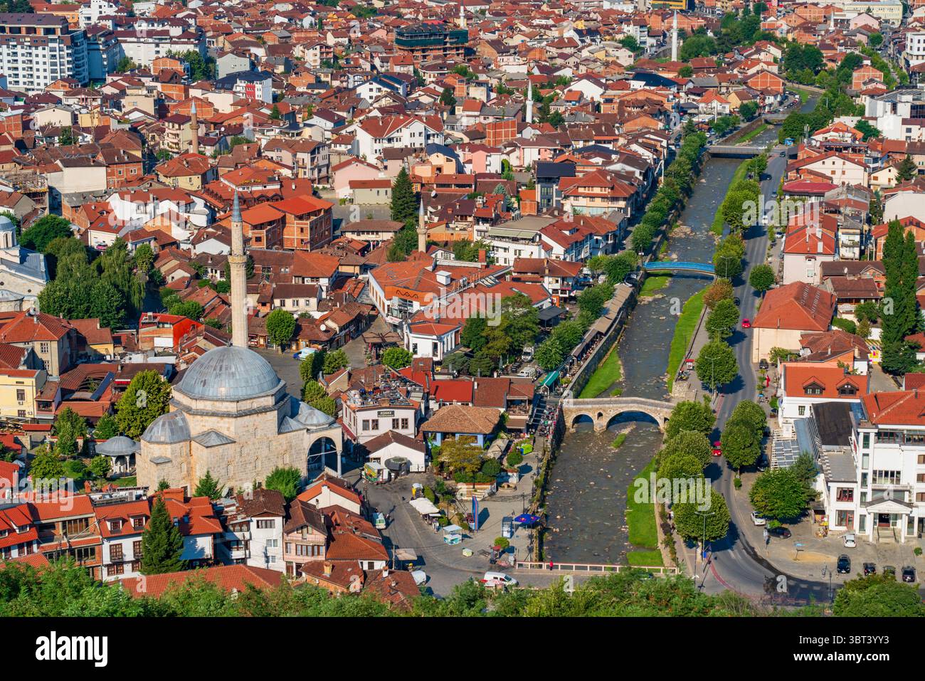 Bird's-eye view of Prizren from Prizren Fortress in Kosovo Stock Photo ...