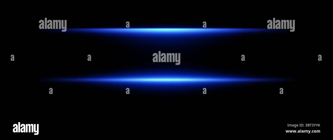 Light neon lines with flare effect. Laser beam glow. Horizontal stripe ...