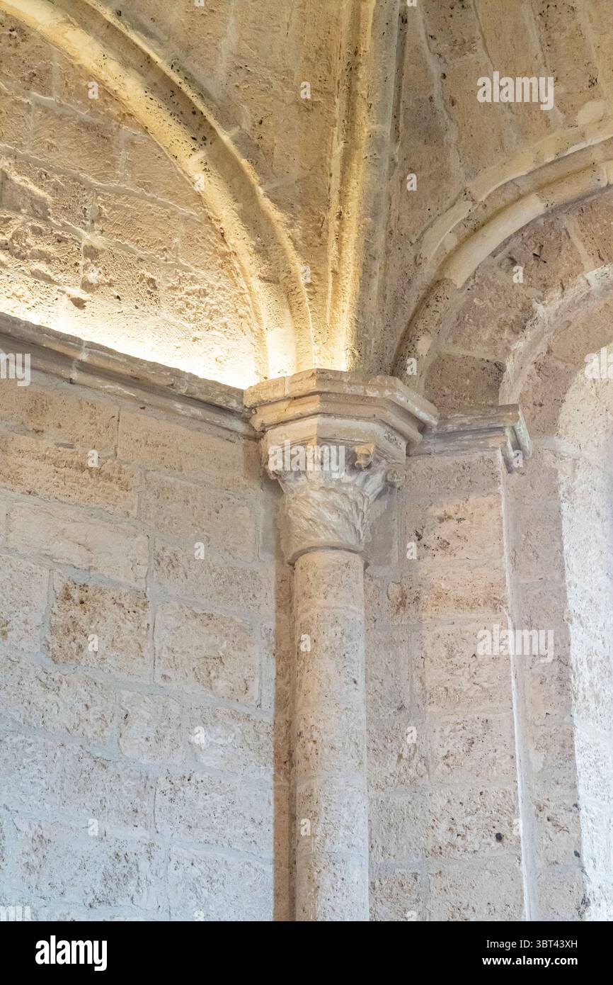 Intricate stonework highlights the corner of a historic structure in ...