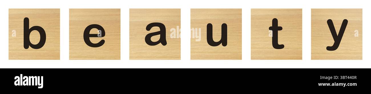Beauty word wood blocks hi-res stock photography and images - Alamy