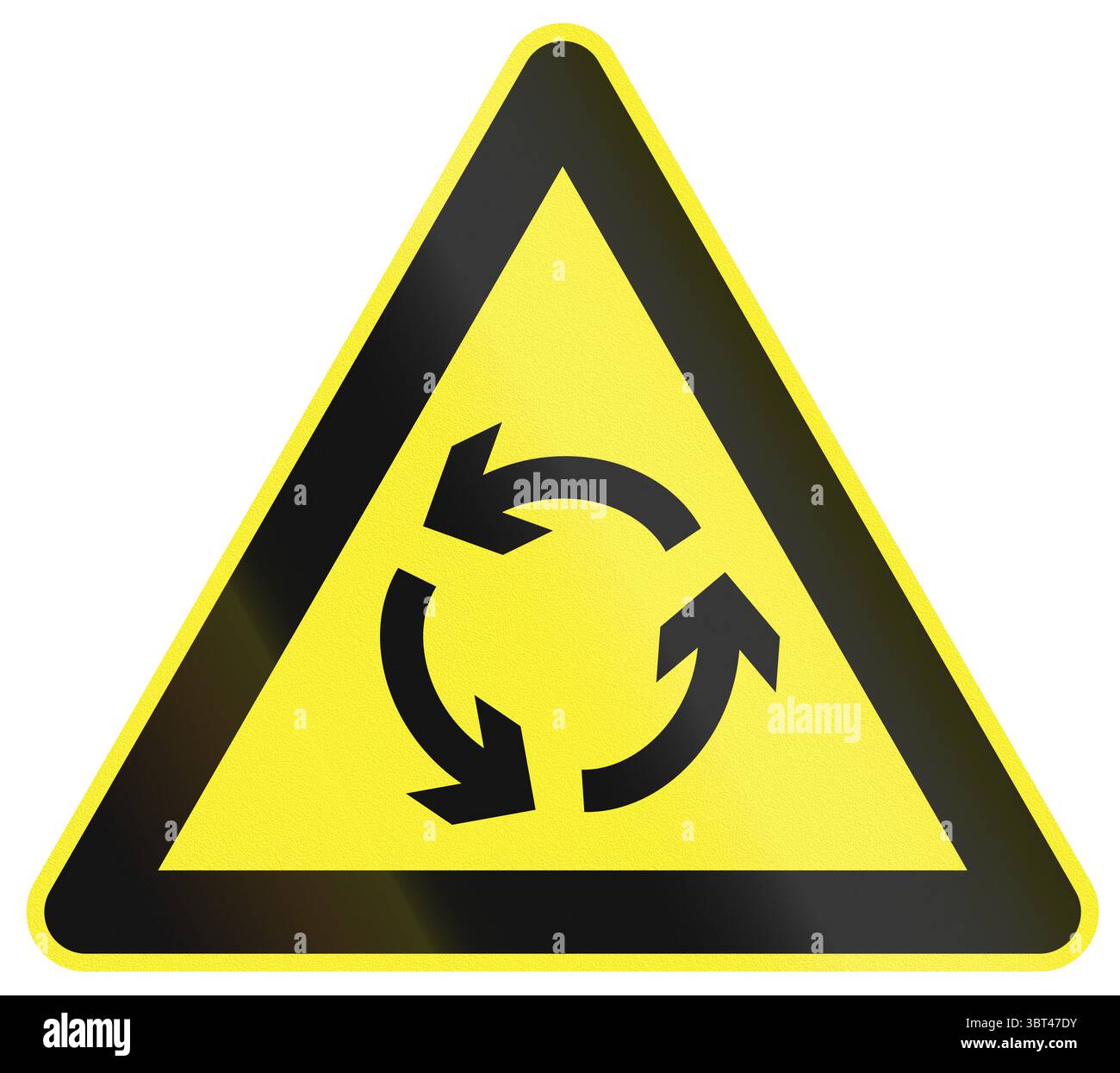 Warning road sign in China - Roundabout Stock Photo - Alamy