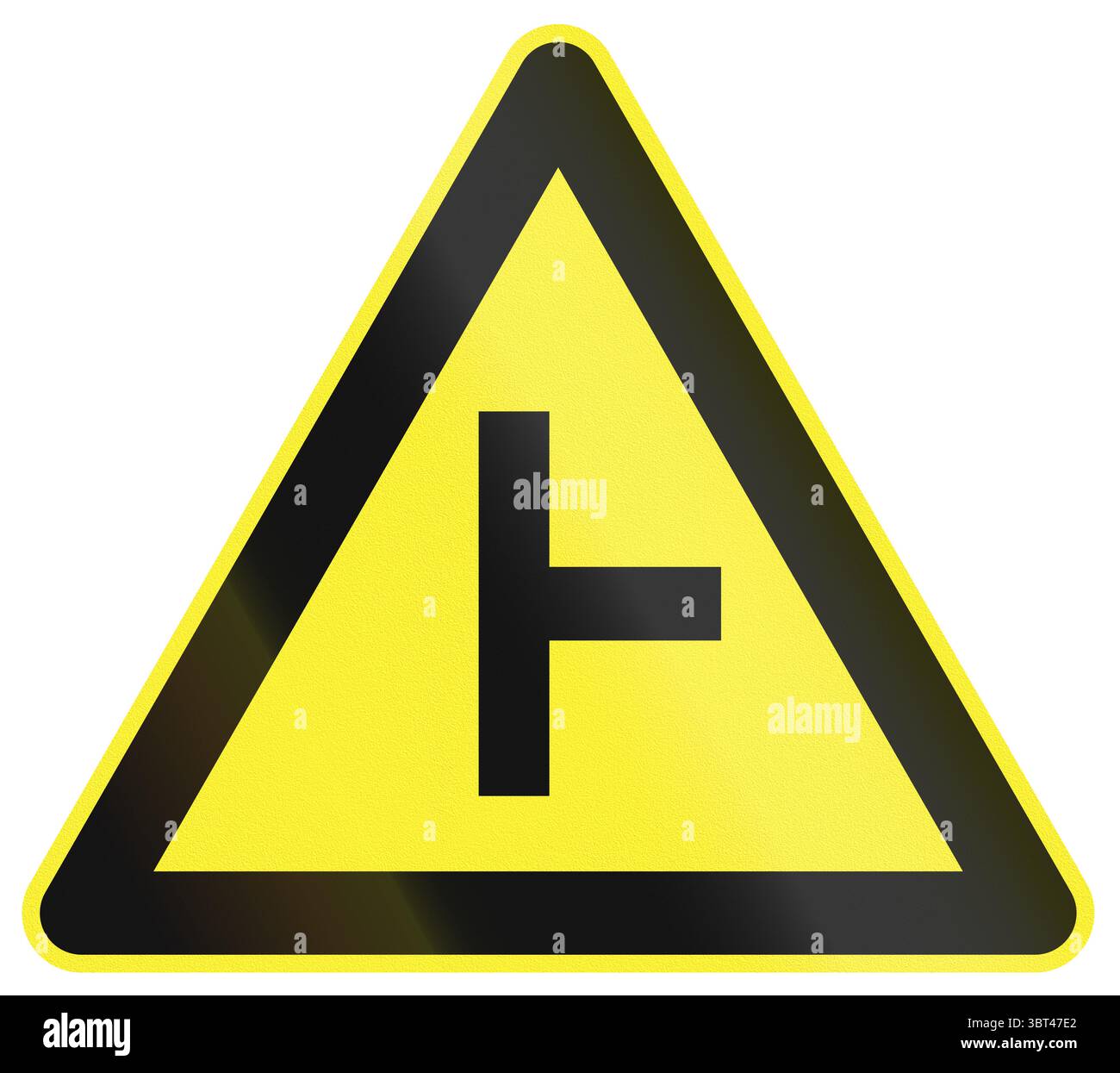 Warning road sign in China - T junction on the right Stock Photo - Alamy