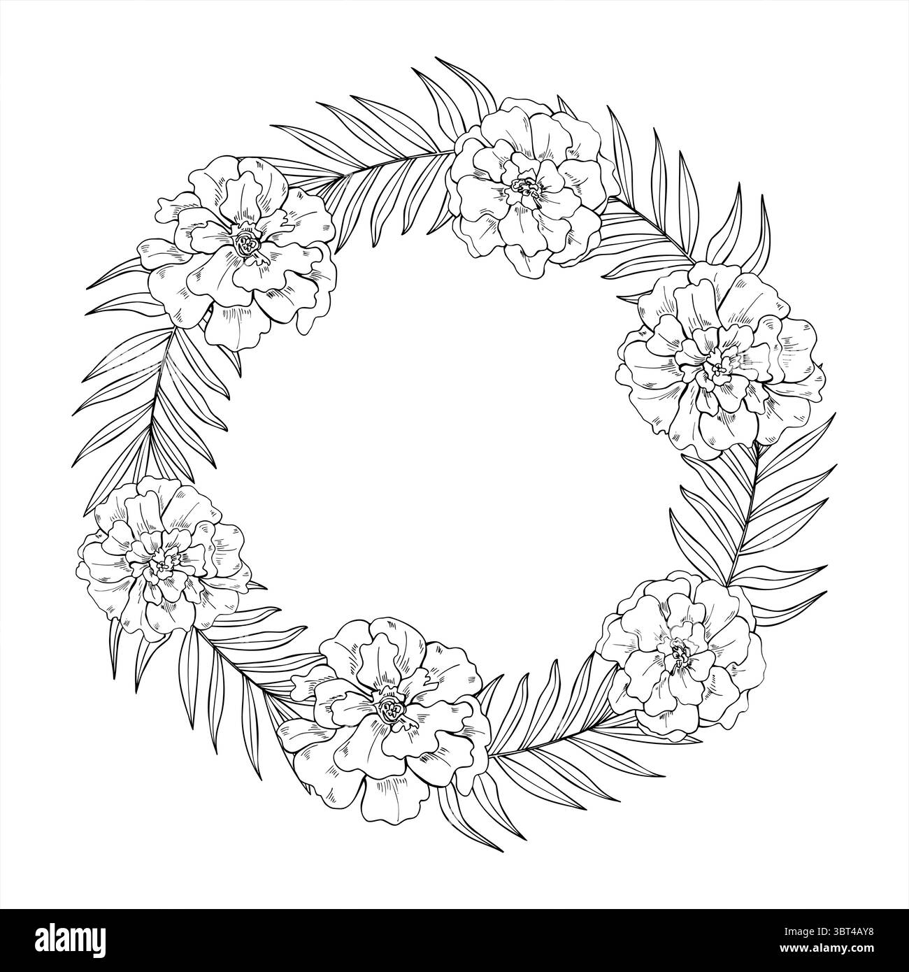 Wreath marigold Stock Vector Images - Alamy