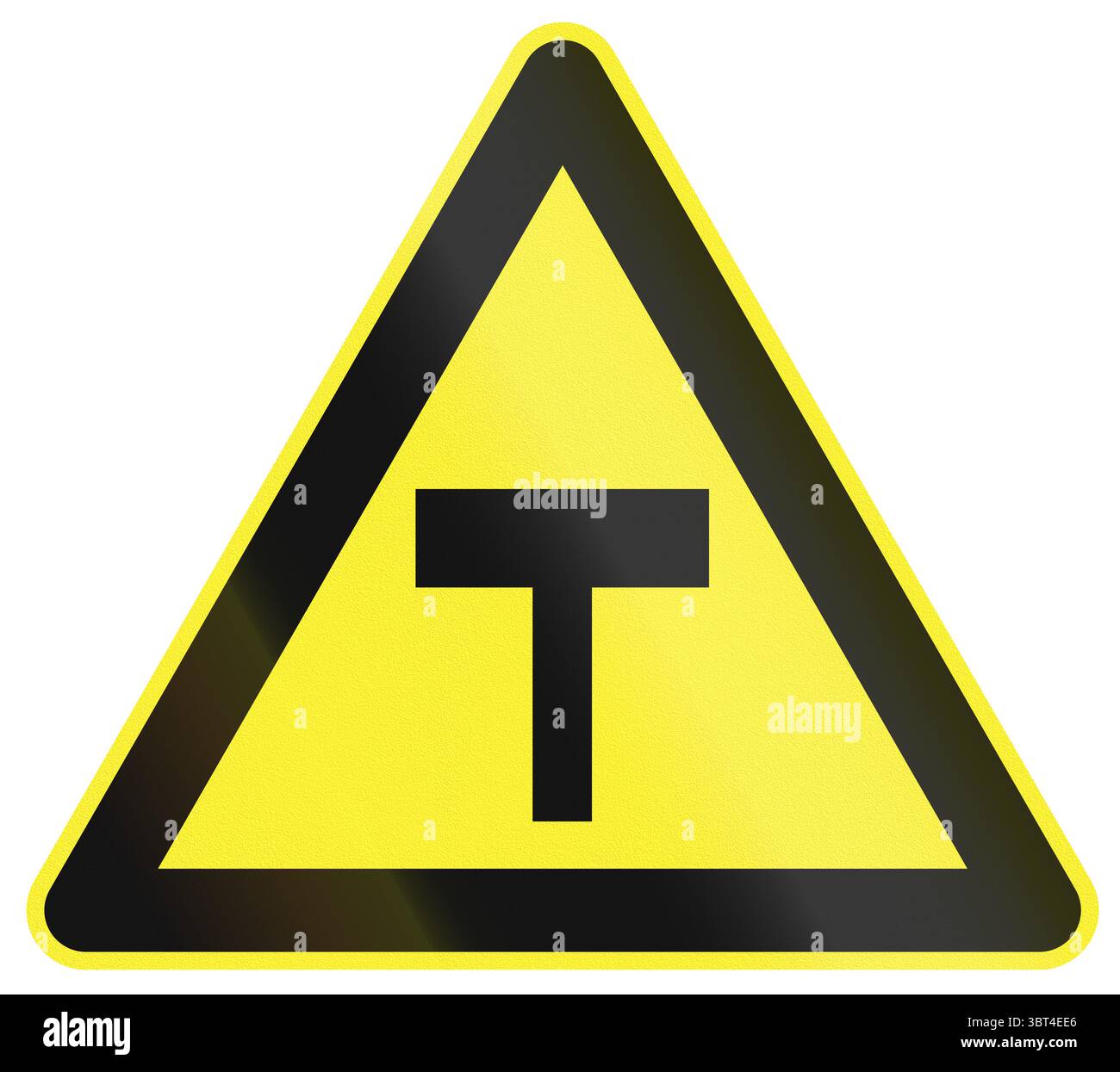Warning road sign in China - T junction Stock Photo - Alamy