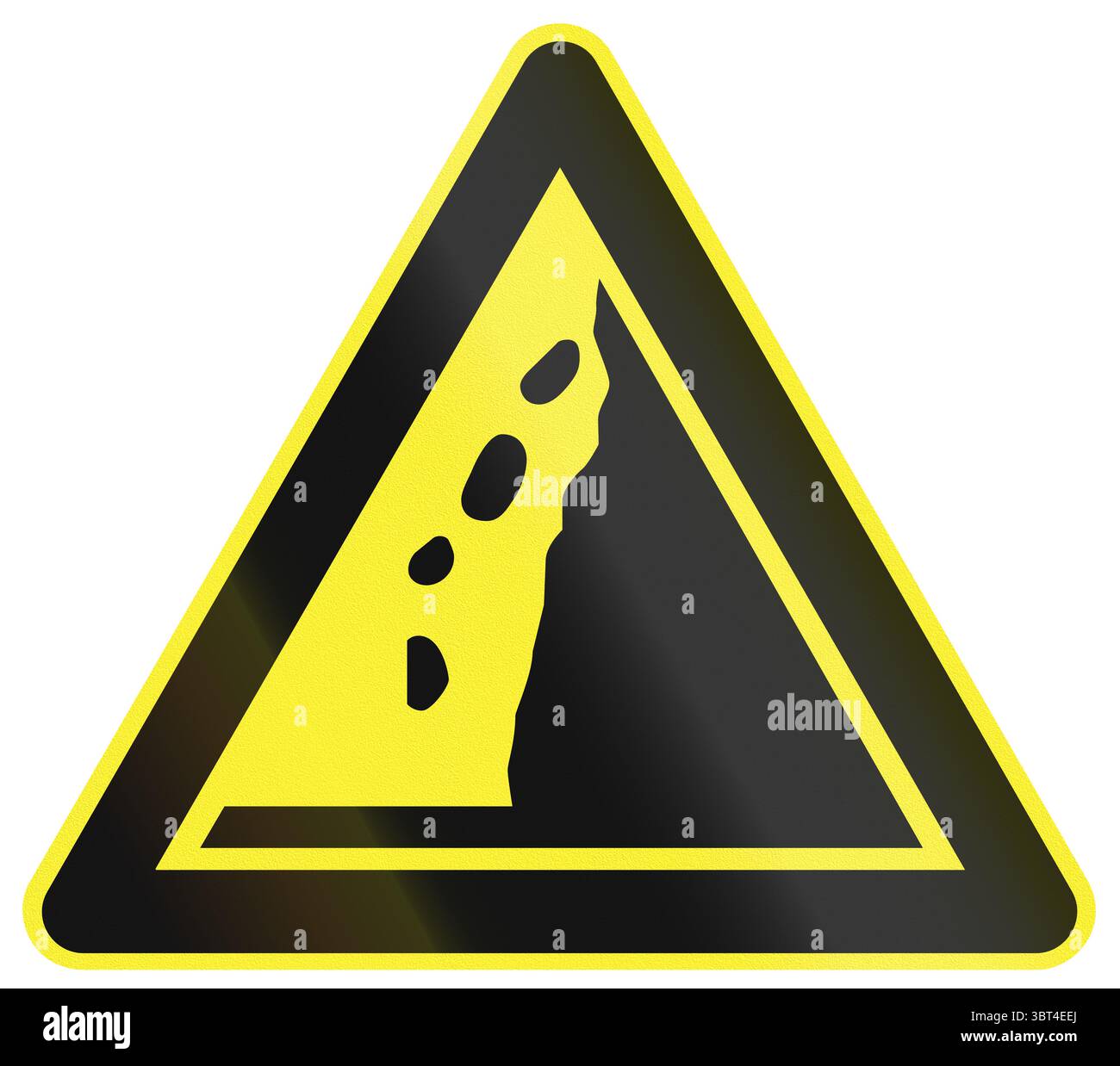 Warning road sign in China - Beware of falling rocks on the right Stock ...