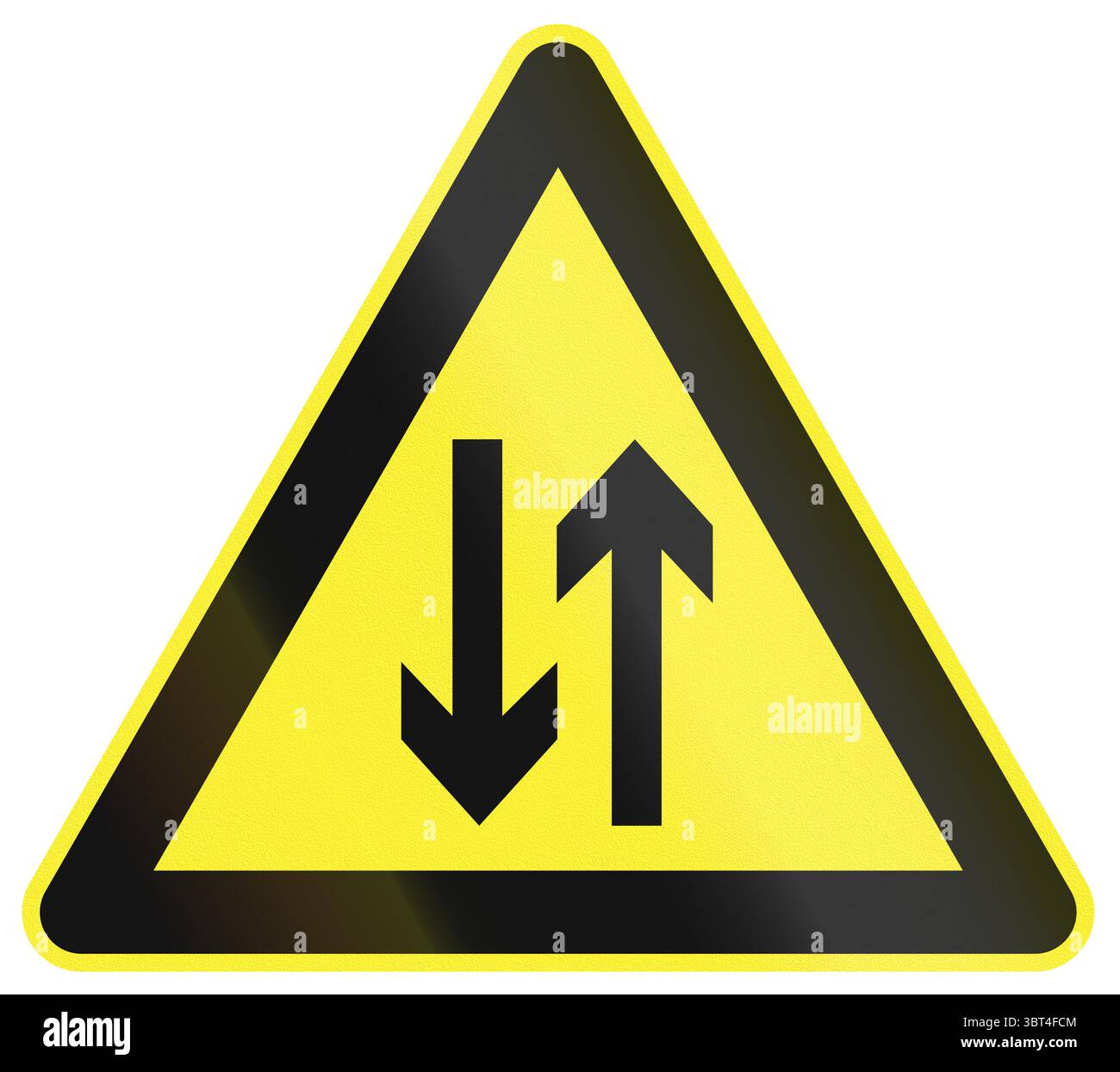 Warning road sign in China - Two-way traffic Stock Photo - Alamy