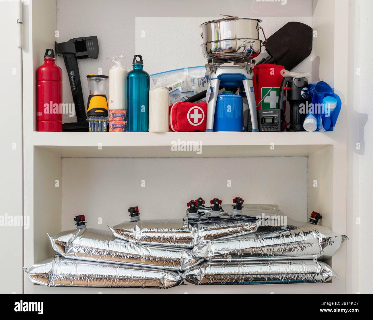 Emergency preparedness, food storage in a private household, shelf ...