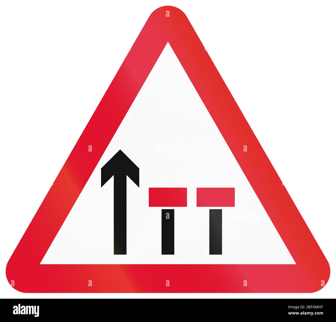 Chinese road warning sign used only in Hong Kong - Right two lanes ...