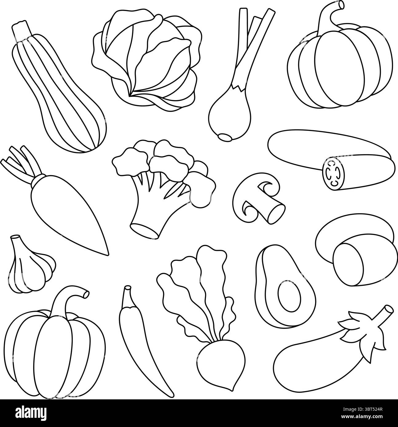 Outline vegetables symbols. Fresh organic vegetables. Natural ...