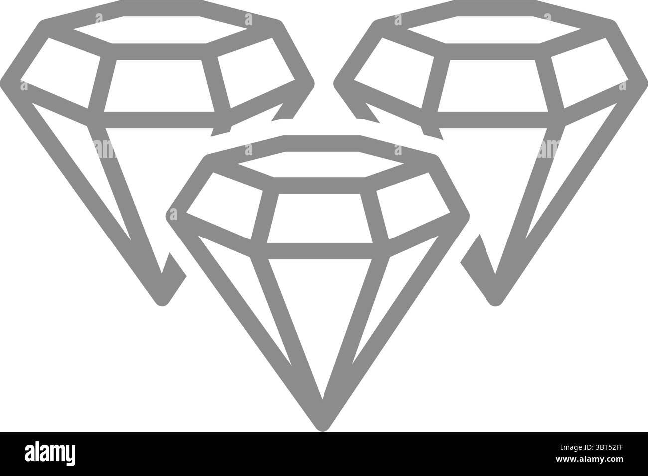 Three diamonds line icon. Transfer diamond, abundance, luxury, or ...