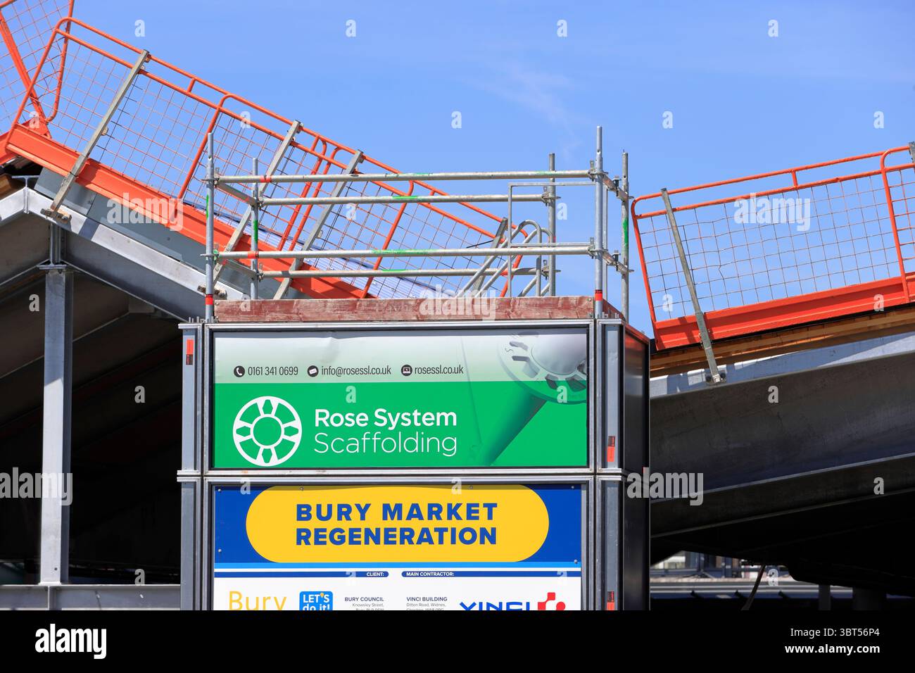 High visibility orange edge protection safety barrier hi-res stock ...