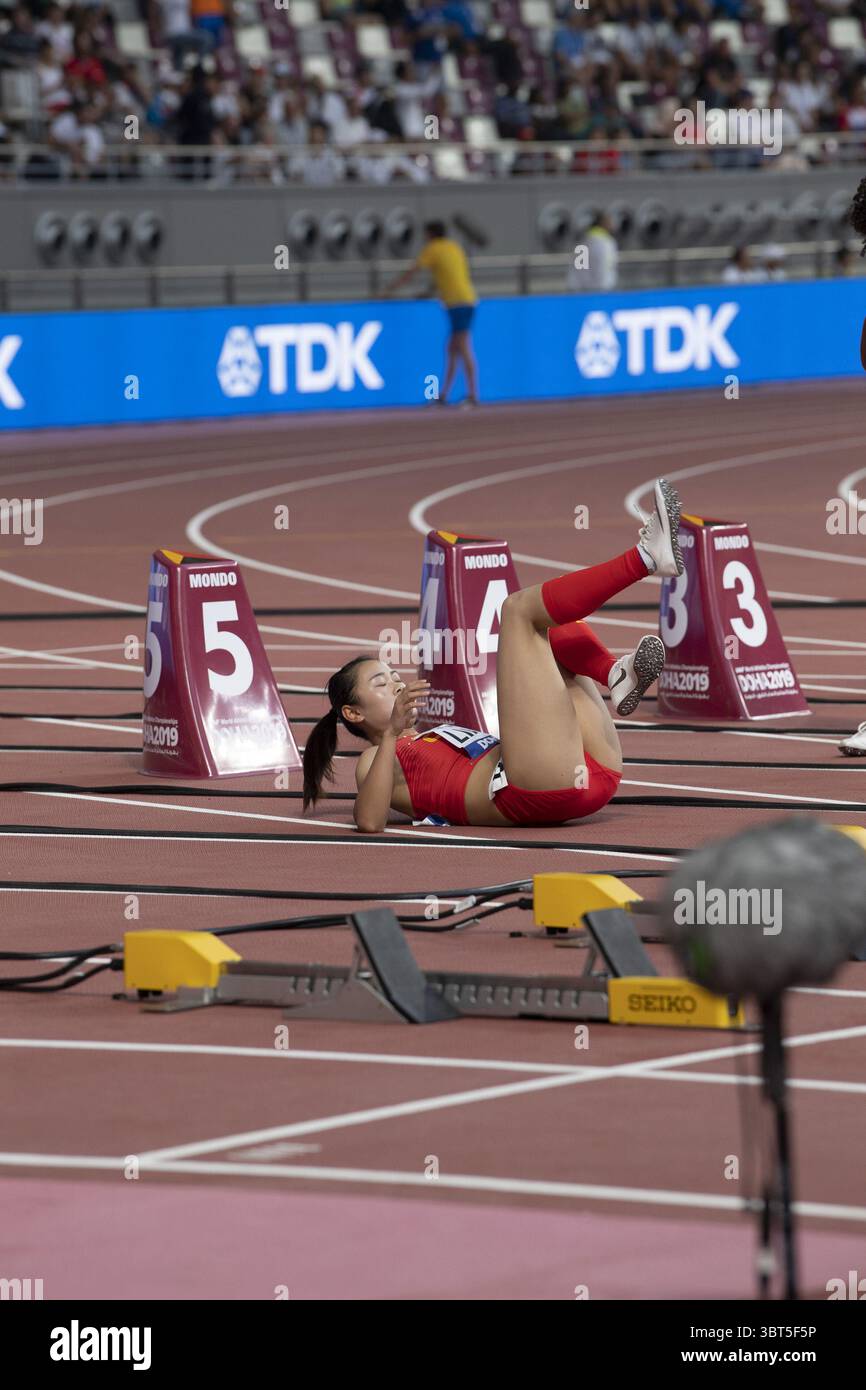 September 28, 2019, Doha, Qatar: Xiaojing Liang (CHN) in action during ...