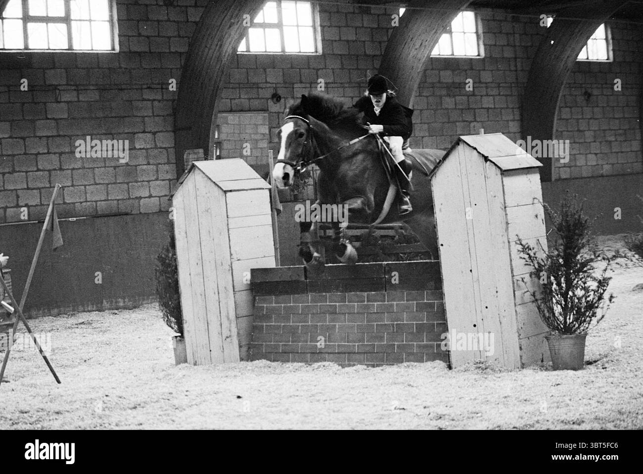 Horse gracefully leaps Black and White Stock Photos & Images - Alamy