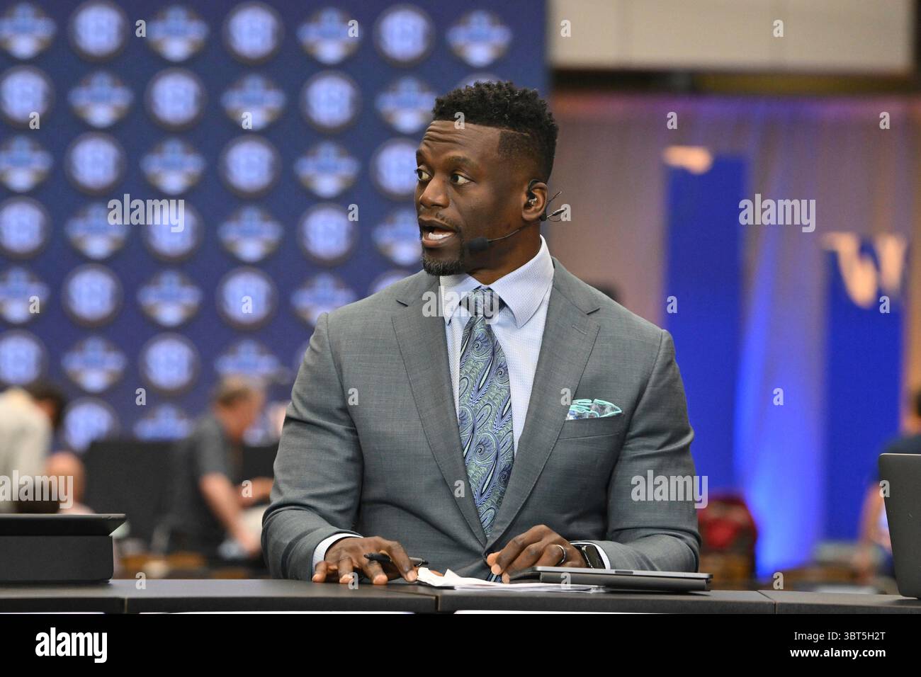 ATLANTA, GA - JULY 14: Ben Watson of the SEC Network asks a question ...