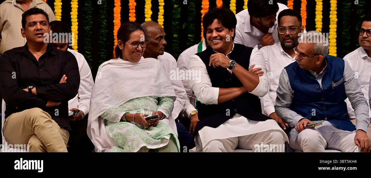 MUMBAI, INDIA - JULY 13: (L to R) MLA Aslam Shaikh, MP Varsha Gaikwad ...