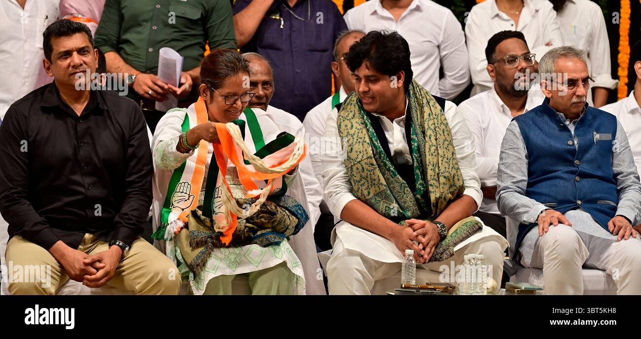 MUMBAI, INDIA - JULY 13: (L to R) MLA Aslam Shaikh, MP Varsha Gaikwad ...