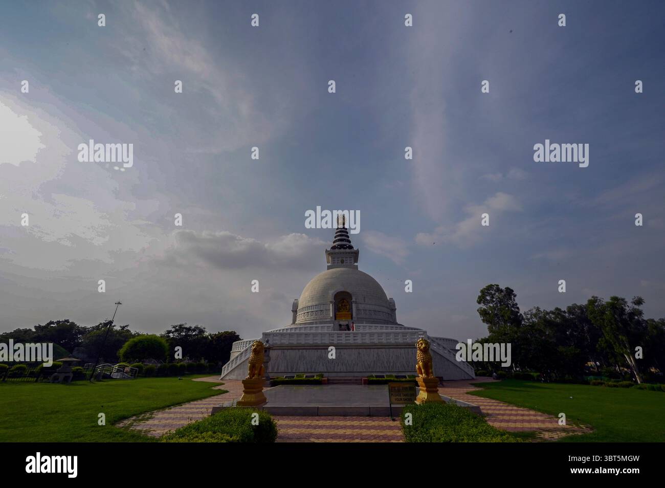 NEW DELHI, INDIA - JULY 13: A view of World Peace Stupa also known as ...