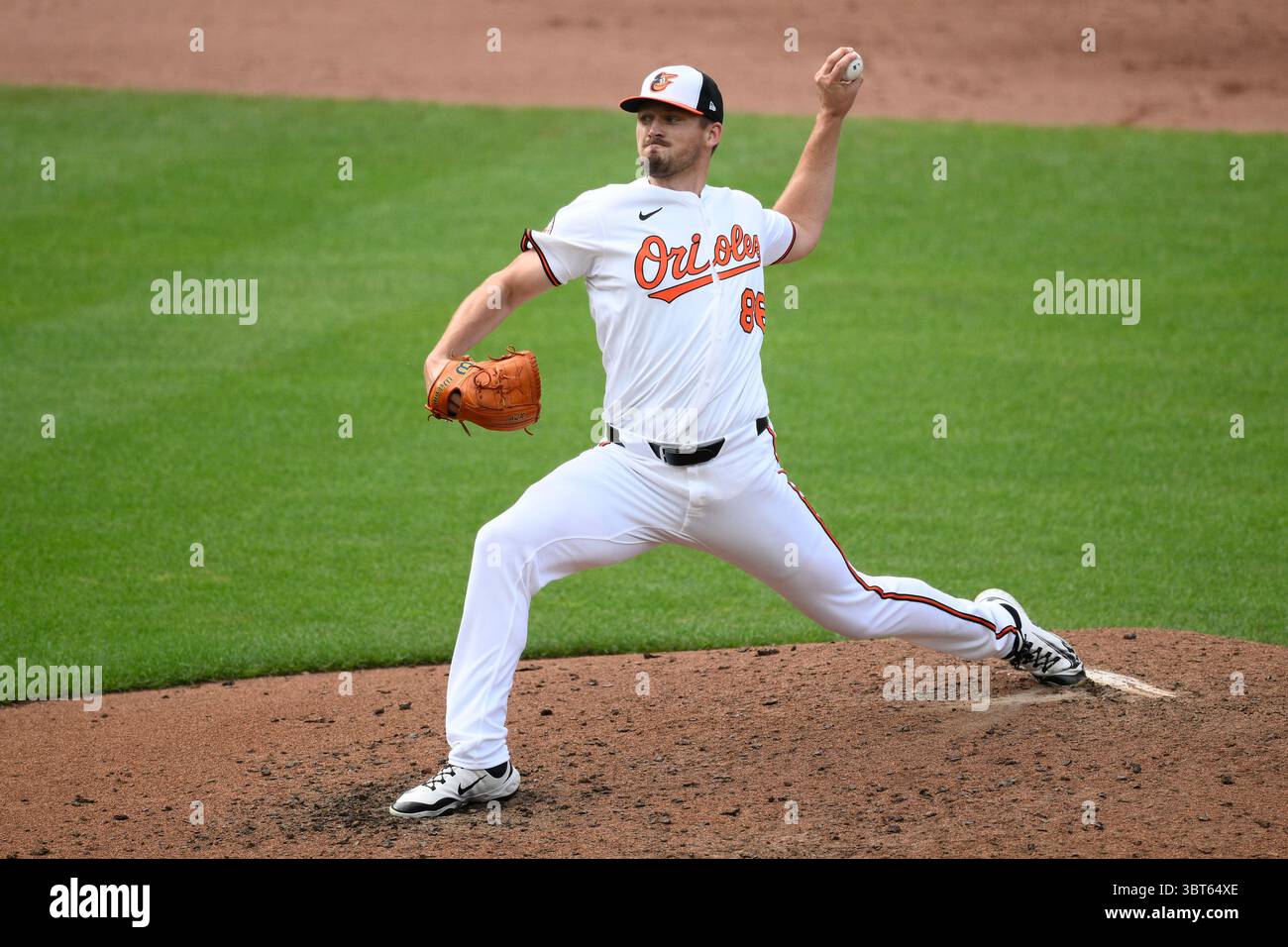 Baltimore Orioles relief pitcher Grant Wolfram (86) in action during a ...