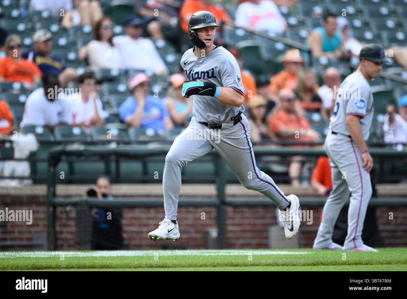Miami Marlins' Kyle Stowers in action during a baseball game against ...