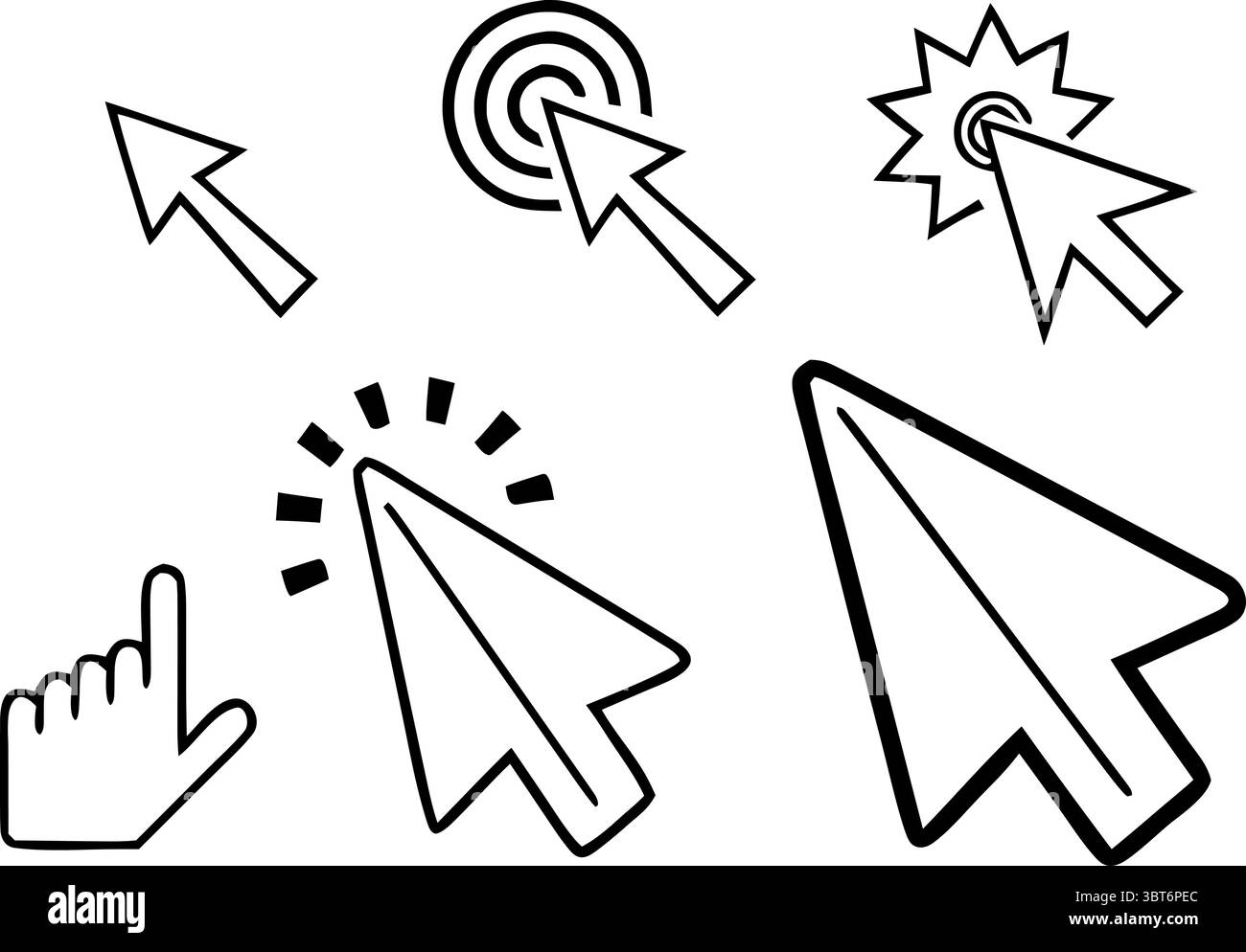 Mouse Click Cursor Icon Set – Hand Finger, Arrow Pointer, Symbol Vector Collection Stock Vector ...